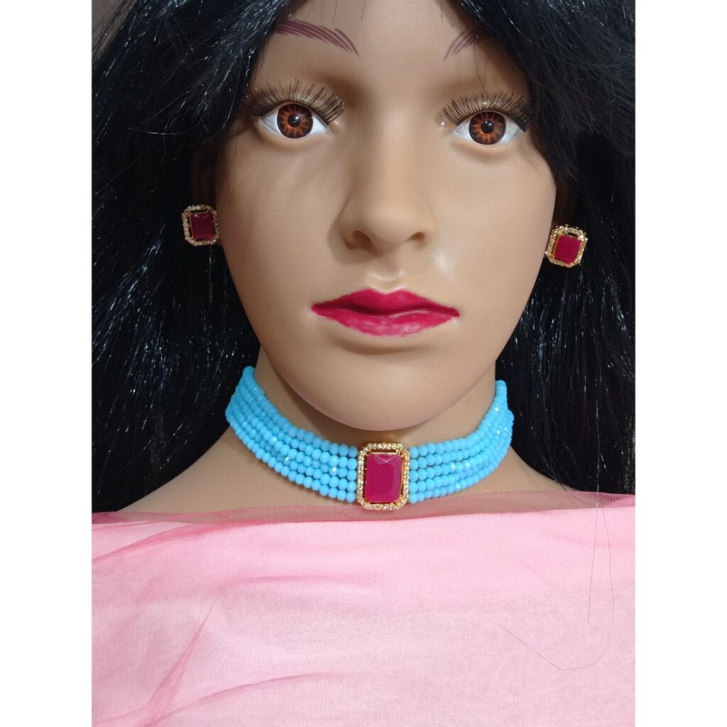 Collection of Handcrafted Choker necklace sets four Colors: Red, Yellow ...